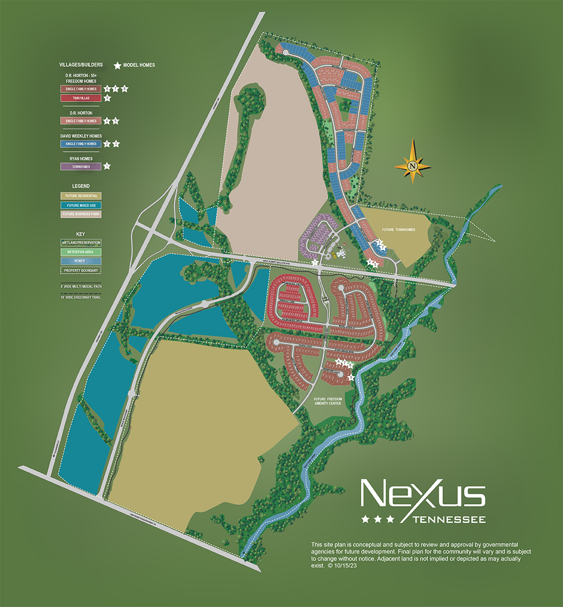 Site Plan: Nexus community site plan with lot numbers in Gallatin TN